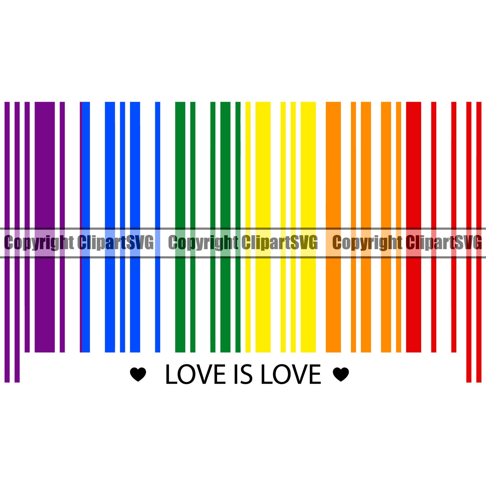 Gay Rainbow Flag Bar Code Pride Love Symbol LGBT Pride Right Power ...