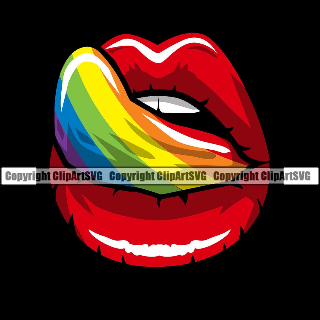 Sexy Lips Rainbow Tongue Lick Licking Face Gay LBGT Mouth Mask Grill ...