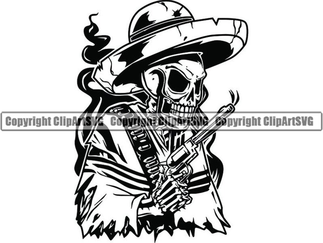 Bandito Skull #1 Skull Grin Cowboy Sombrero Hat Country Western Rodeo ...