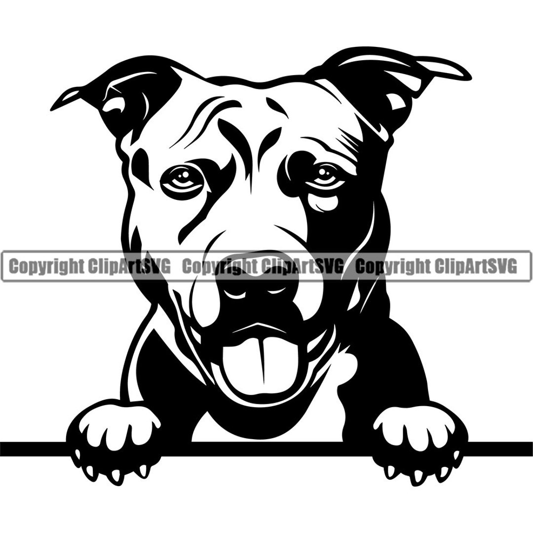 American Pit Bull Peeking Peek-a-boo Dog Happy Breed Terrier Paw Puppy ...
