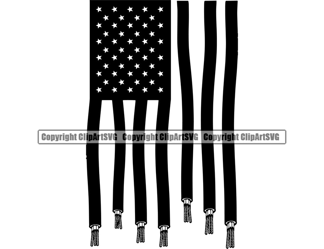 Electrician Power Cable Wire Line USA US Flag Electric Work Worker Job ...
