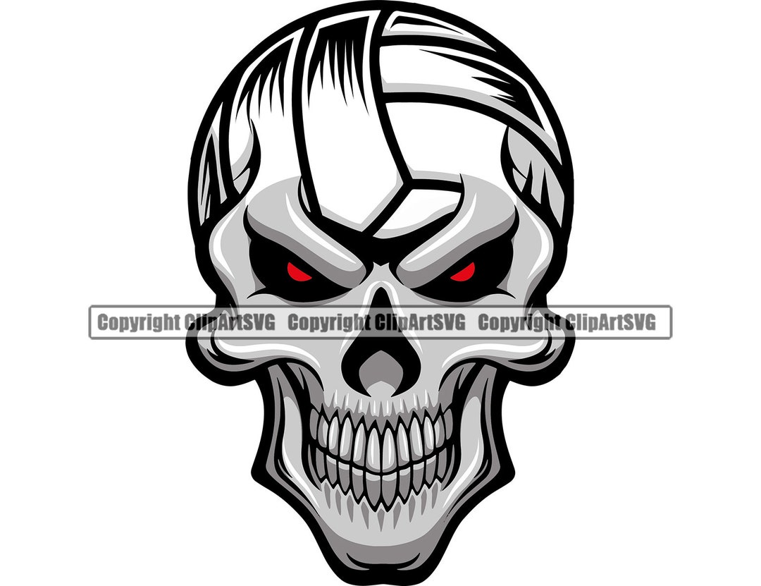 Volleyball Ball Skull Skeleton Head Sport Game School Beach Silhouette ...