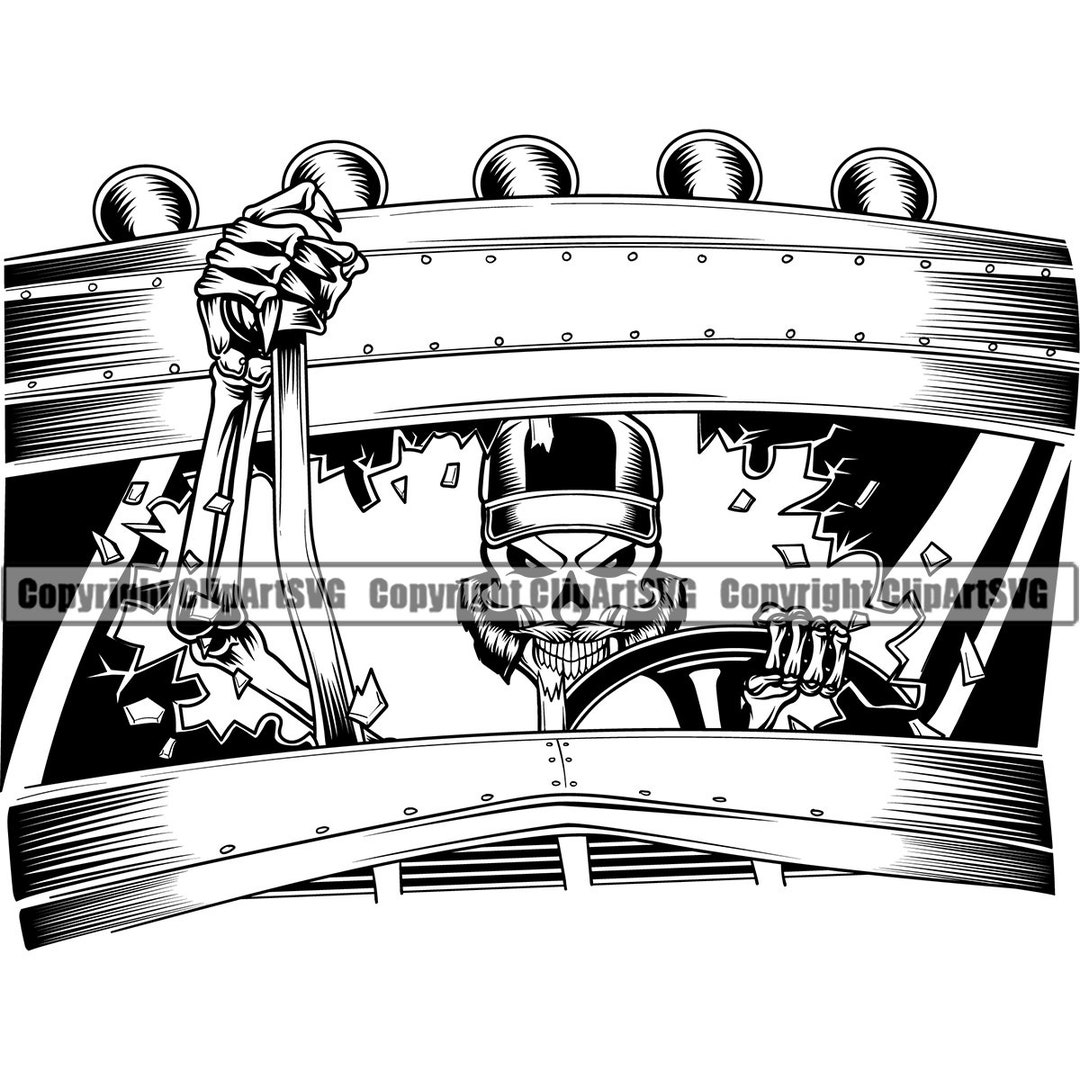 Skull Skeleton Semi Tractor Trailer Trucking Truck Driver Trucker Big ...
