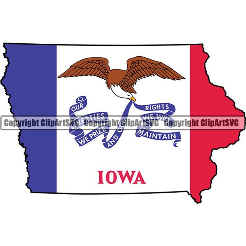 Iowa State Flag Shape Map U.S. US United America American - Etsy