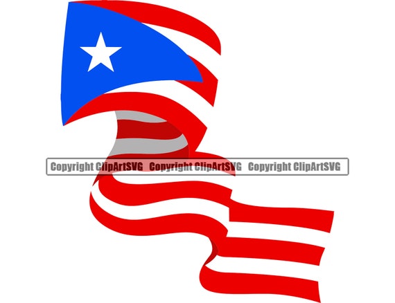 Puerto Rico Rican Wavy Waving Flag Country World Nation Map | Etsy