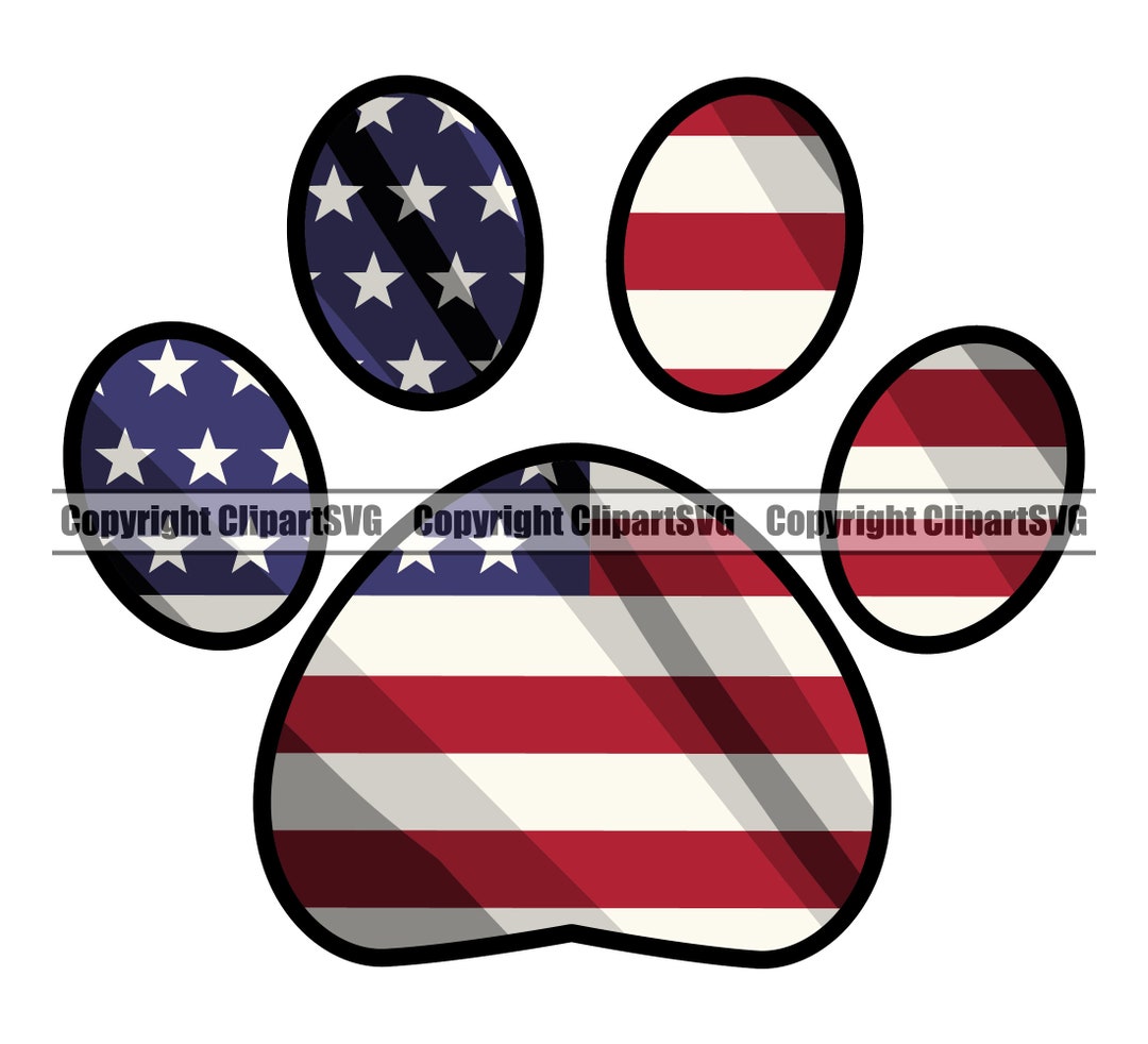 Dog Cat Pet Paw Print USA Flag America American Puppy Pup Sitter ...