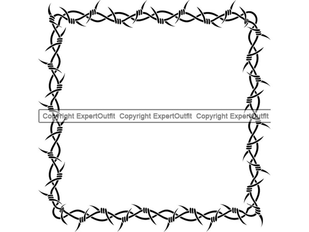Barbed Wire Square Frame Razor Fence Fencing Barb Bob Forbidden Danger ...