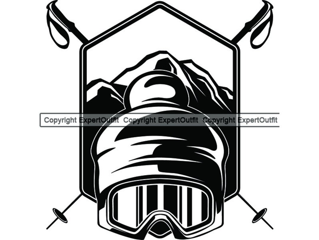 Snow Skiing Logo Ski Pole Mountain Googles Snowboarding Skier Ski ...
