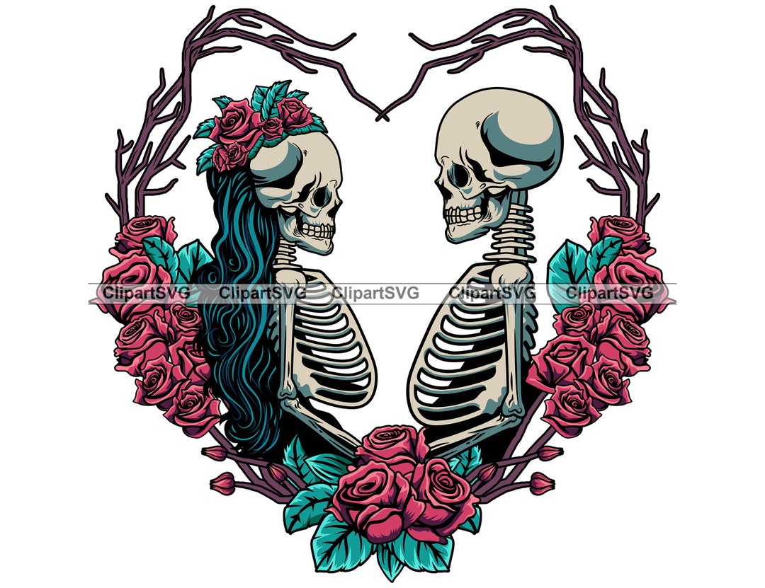 Skull Wedding Skeleton Husband Wife Couple Eternal Love Holiday Romance ...