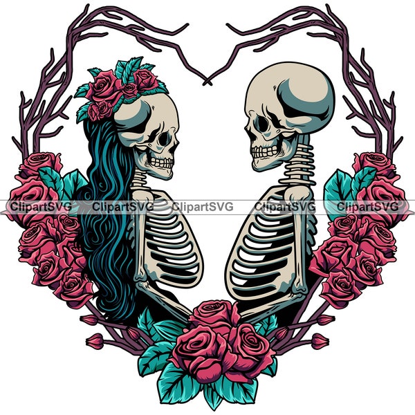 Skeleton Husband and Wife Svg - Etsy Norway