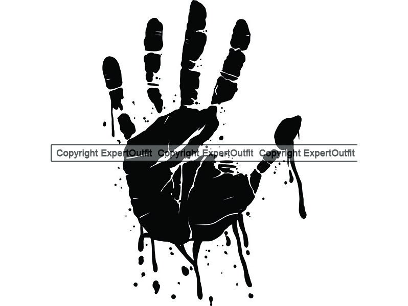 Bloody Handprint Smear On Black
