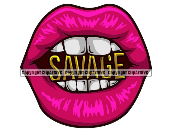 Lips Bite Gold Charm Savage Teeth Drip Dripping Gangster Mouth | Etsy