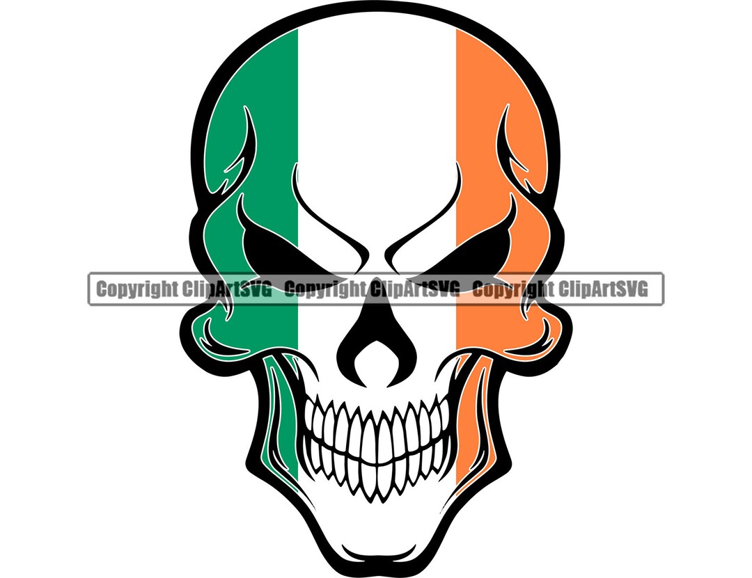 Ireland Irish Skull Skeleton Flag Country World Nation Map Sign Symbol ...