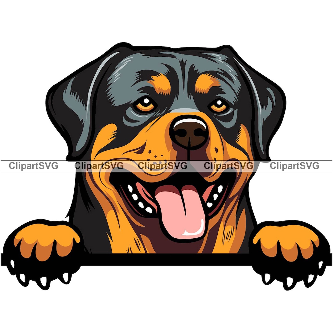 Rottweiler Smiling Peeking Dog Cute Rotty Puppy Head Canine Pet Love ...