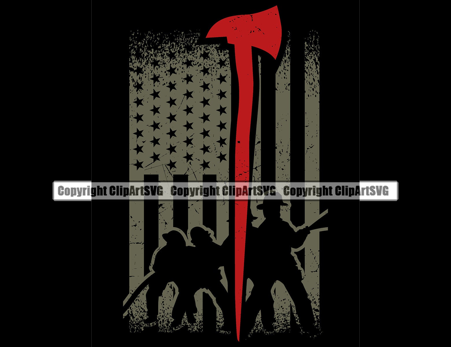 Firefighter Axe Helmet USA United States America American Flag | Etsy