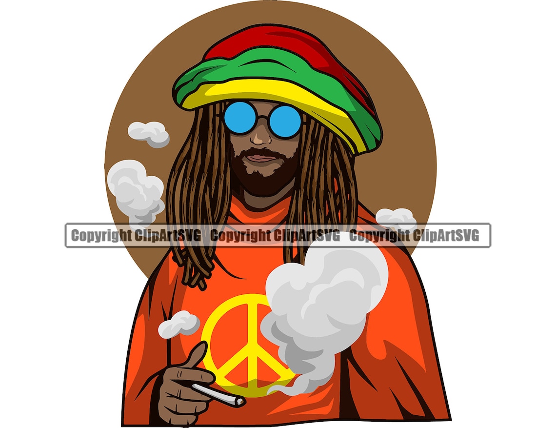 Rasta Reggae Man Smoking Marijuana Leaf Joint Bud Pot Weed Cannabis ...
