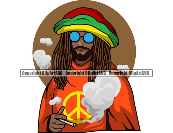 Rasta Reggae Man Smoking Marijuana Leaf Joint Bud Pot Weed - Etsy