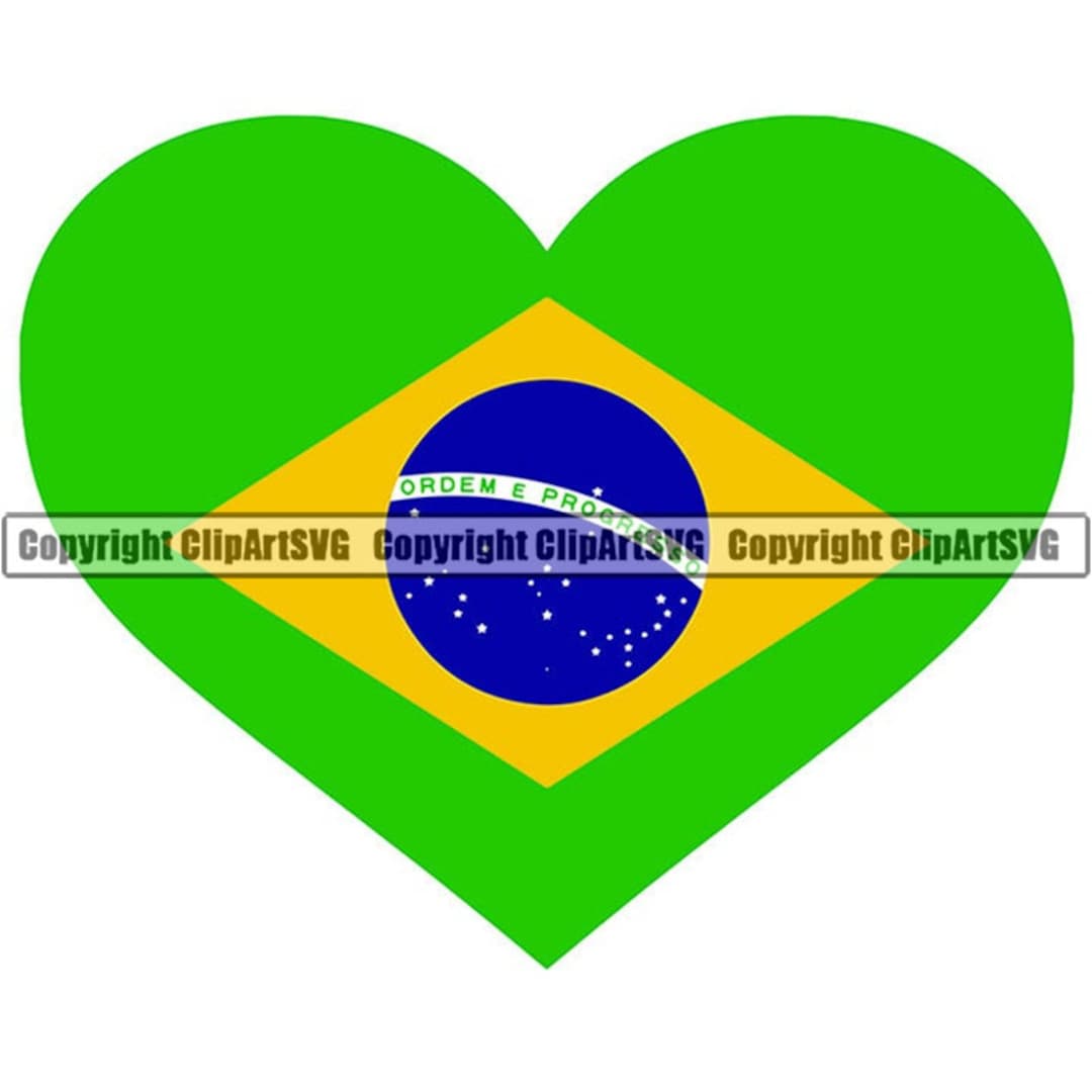 Brazil Heart Shaped Flag Brazilian South America Country World National ...