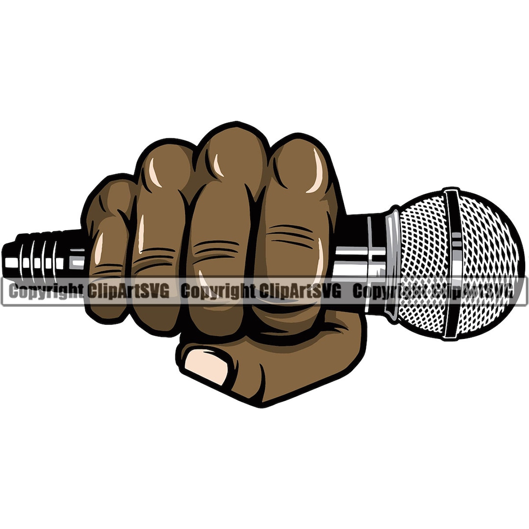 Black Hand Holding Microphone Audio Sound Voice Mic Music Studio Radio ...