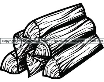 Log Pile Clip Art Outline