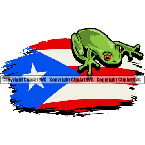 Puerto Rico Rican Frog Rana Flag San Juan Island Country - Etsy