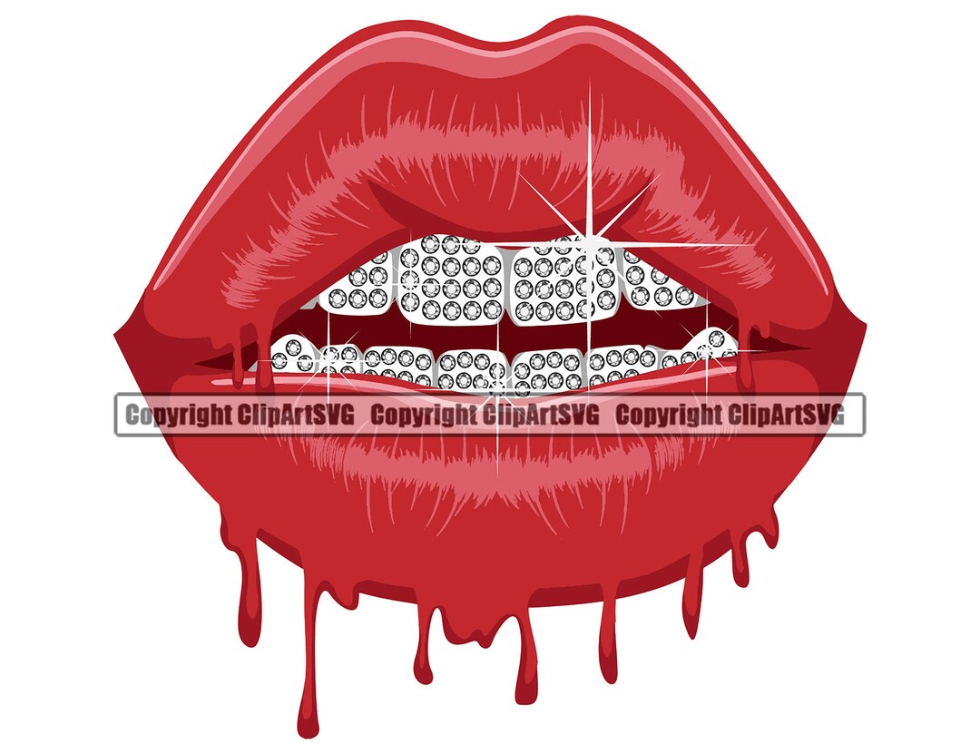 Sexy Lips Diamond Teeth Bling Mouth Grill Drip Dripping Gangster Rap ...
