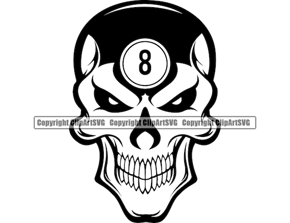8-ball Skull Skeleton Billiards Pool Player Silhouette Emblem - Etsy