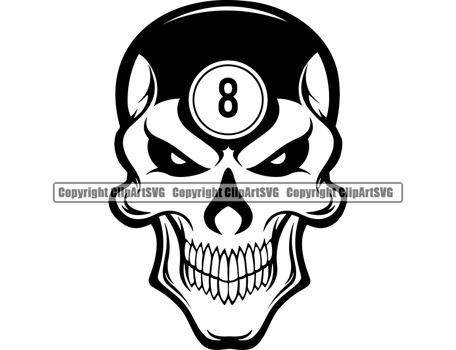 8-ball Skull Skeleton Billiards Pool Player Silhouette Emblem Snooker 9 ...