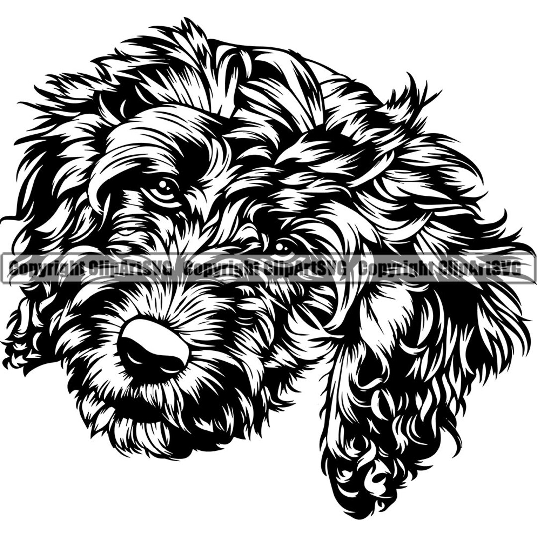 Cockapoo Dog Breed Head Happy Face Paw Puppy Pup Pet Cute Art English ...