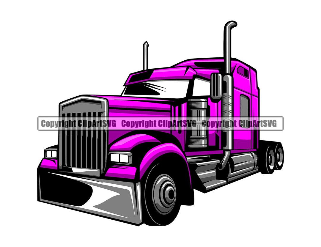 Pink Semi Tractor Trailer Female Woman Truck Driver Lady Trucker ...