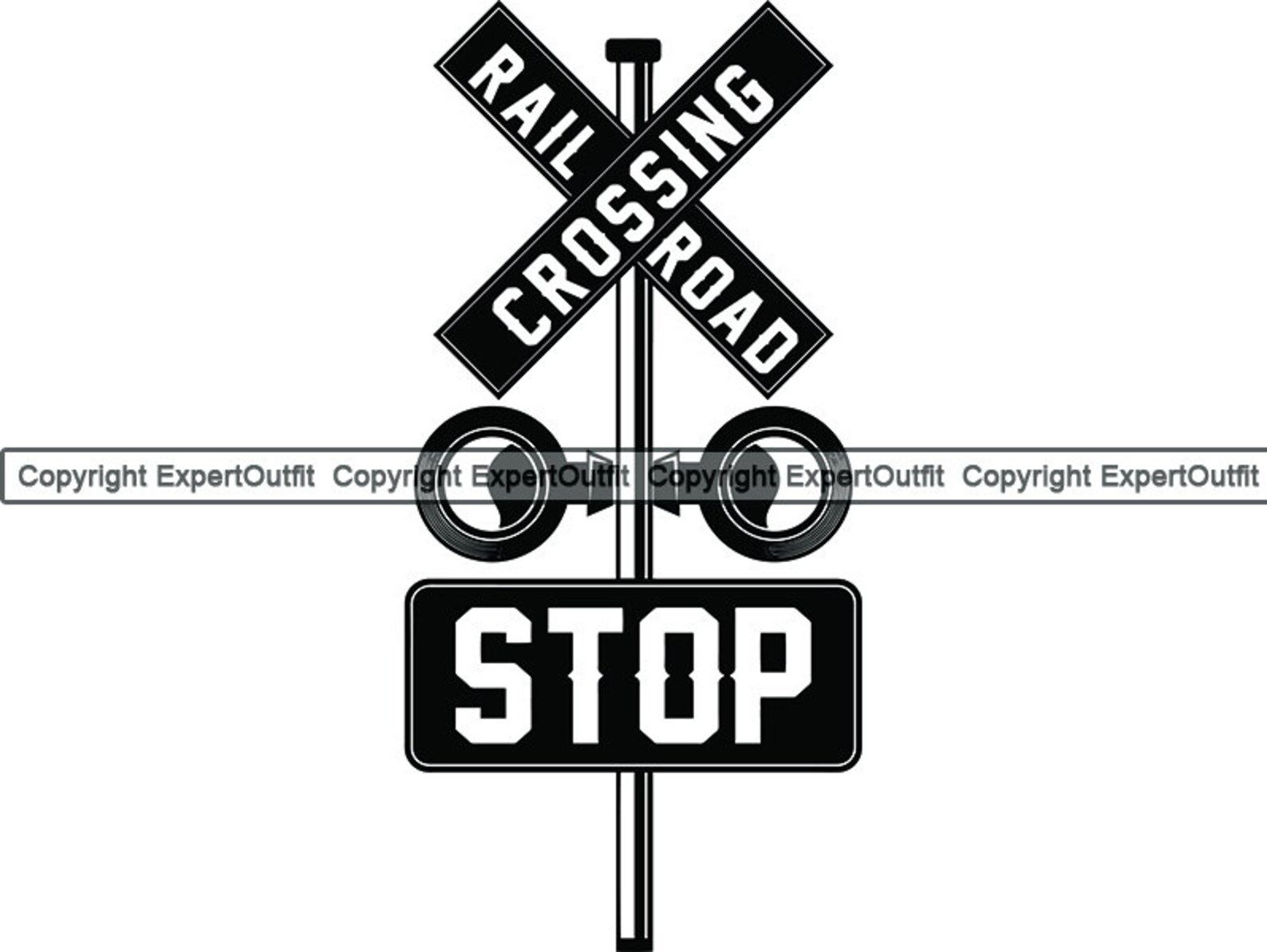 Transportation Train Sign Stop Rail Railroad Crossing Warning | Etsy