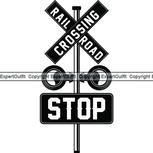 Railroad Crossing Sign Train Signal 1 Vector .eps .svg .dxf - Etsy