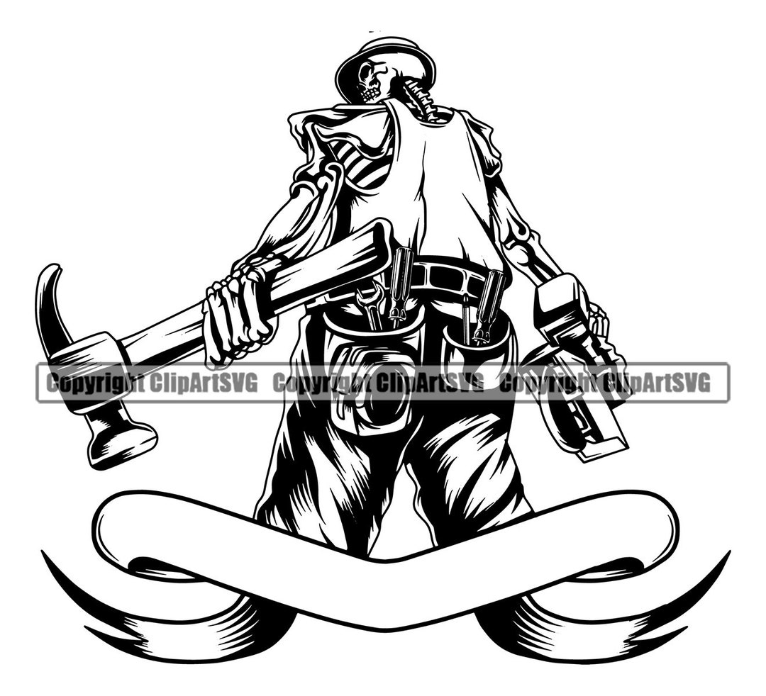 Carpenter Skull Skeleton Home House Repair Service Construction ...