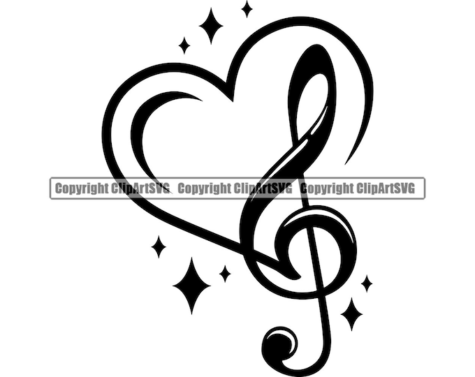 Music Note Heart Love Symbol Treble Clef Sheet Musical - Etsy