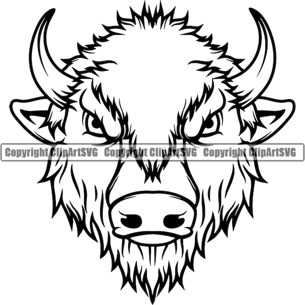Buffalo Face Svg - Etsy