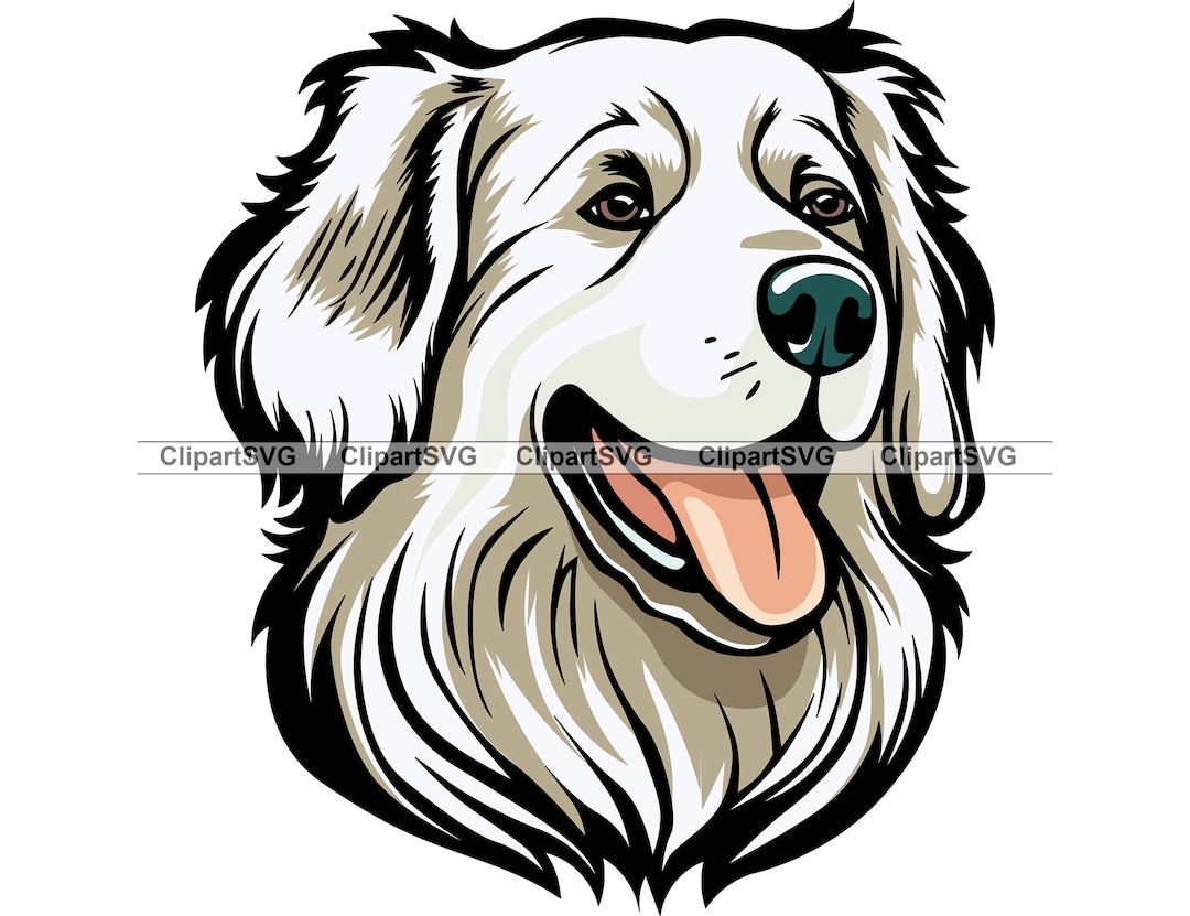 Great Pyrenees Dog Smiling Puppy Head Canine Pet Animal Portrait Breed ...