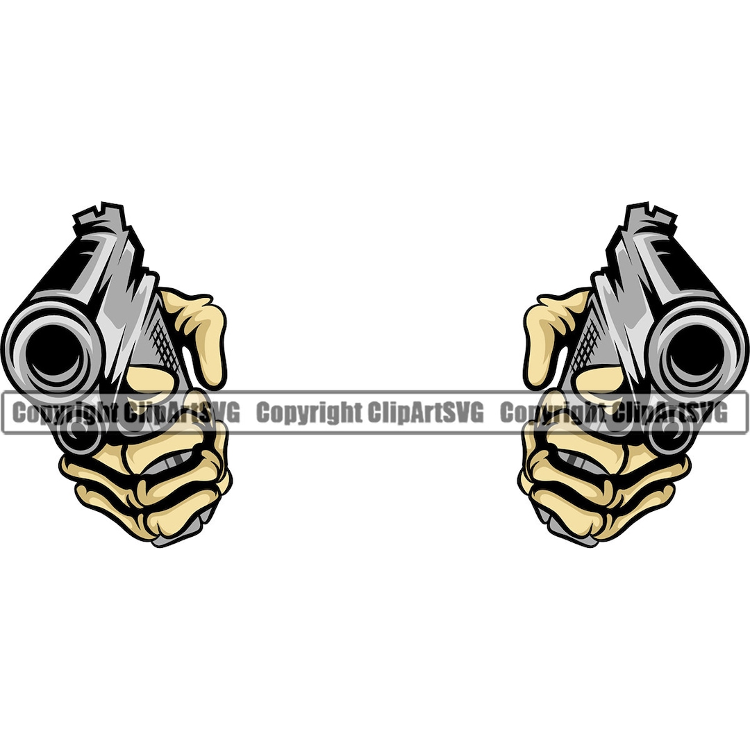 Skeleton Hand Holding Gun Pistol Skull Death Dead Head Evil Man Kill ...