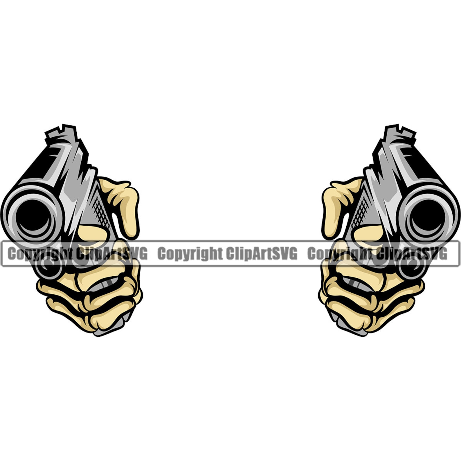 Skeleton Hand Holding Gun Pistol Skull Death Dead Head Evil | Etsy