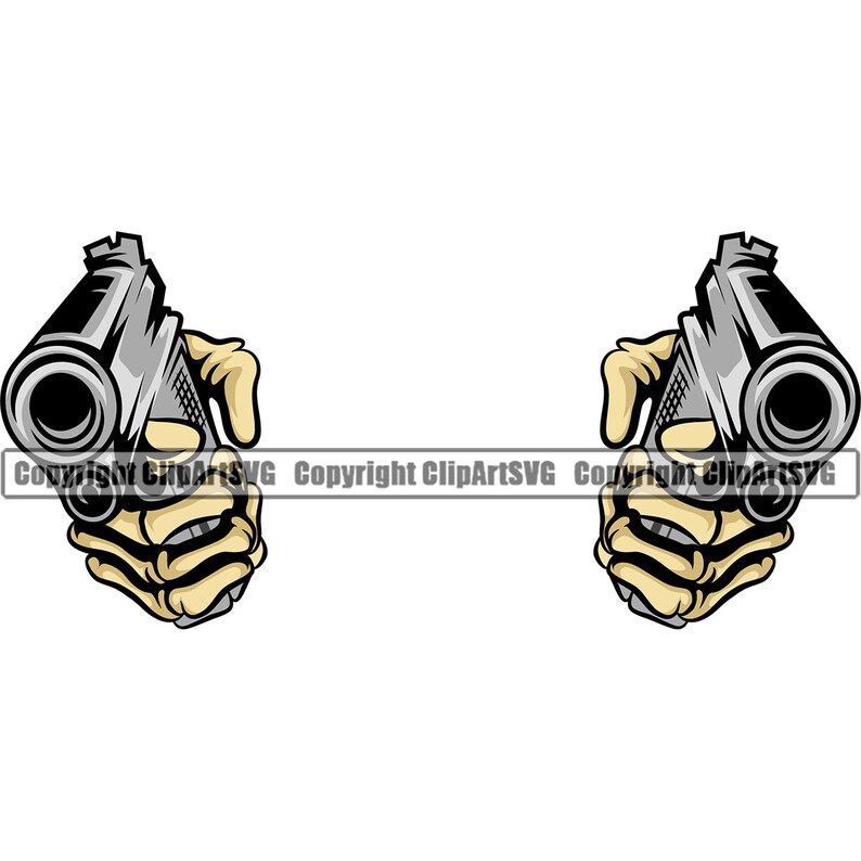 Skeleton Hand Holding Gun Pistol Skull Death Dead Head Evil - Etsy