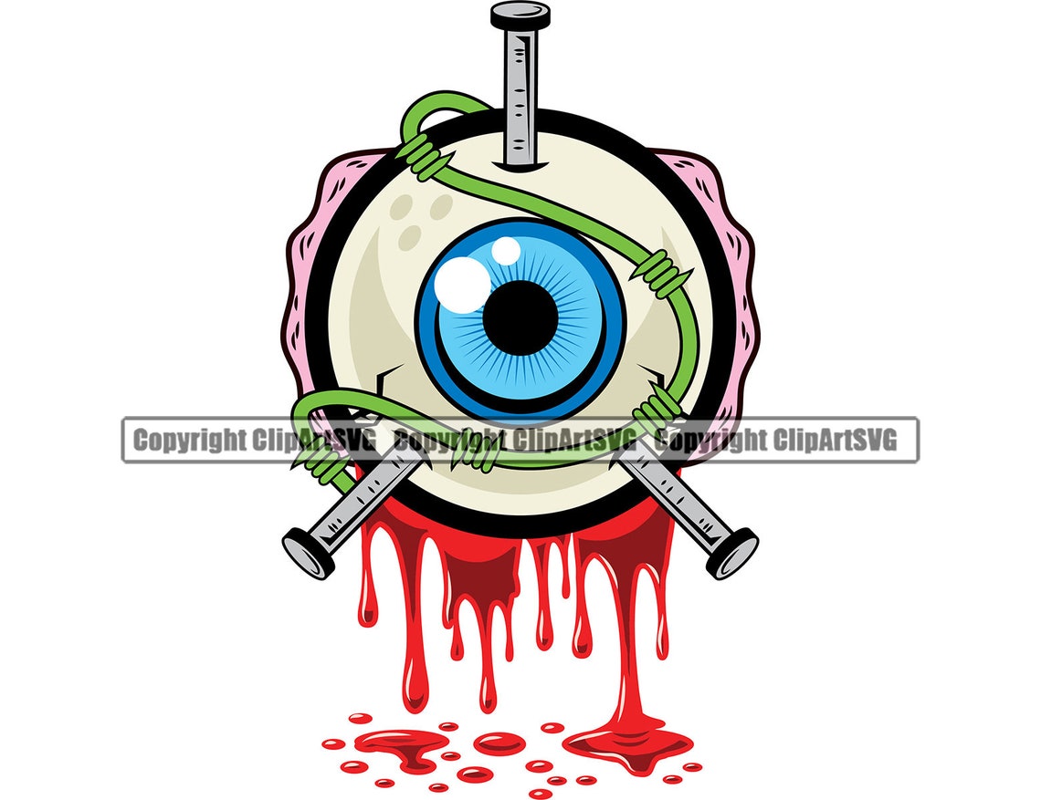 Zombie Eye Eyeball Nail Barbed Wire Drip Dripping Blood Halo Tattoo Car ...