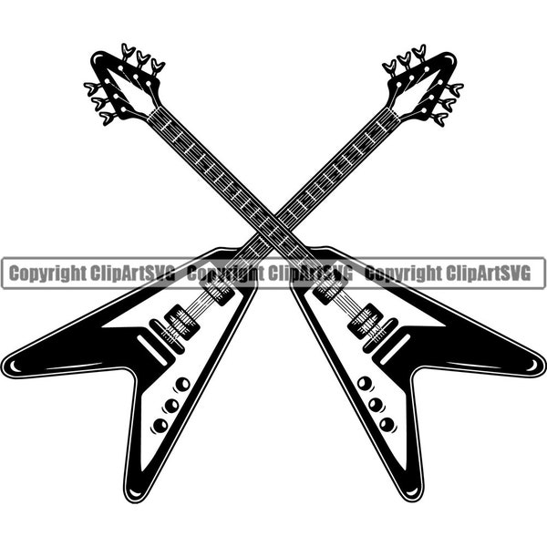 Crossed Guitars Svg - Etsy