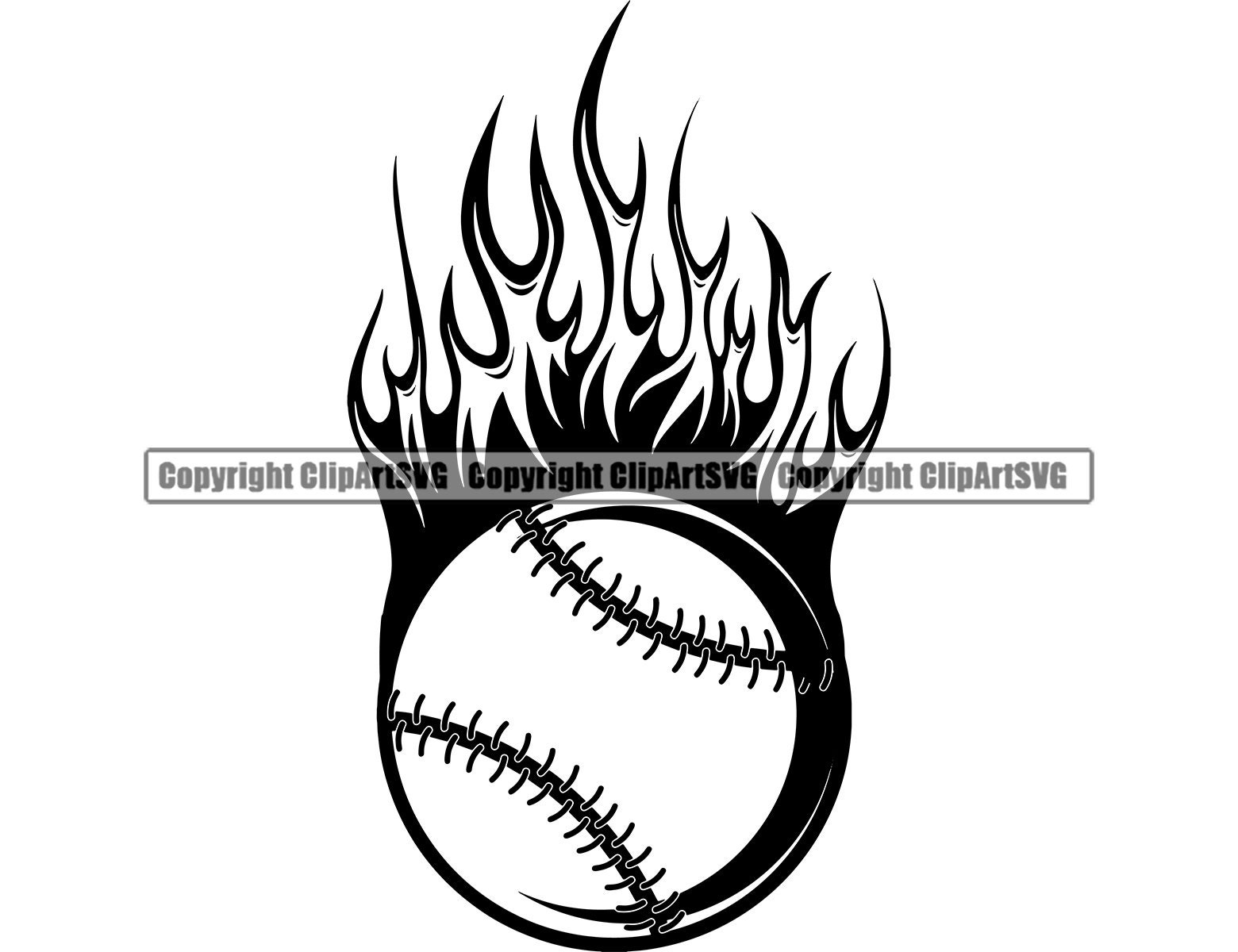 Baseball Logo 44 Ball Fire Flames Player Bat League Equipment | Etsy