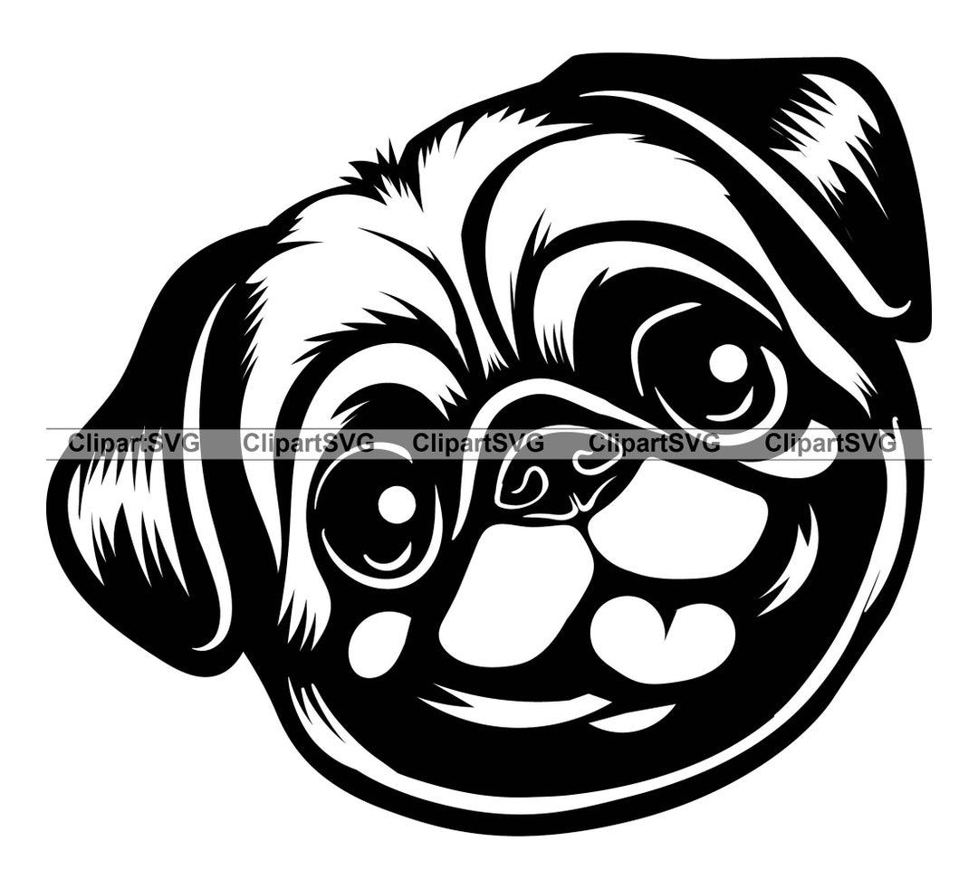 Pug Smiling Dog Cute Puppy Happy Face Canine Pet Love Breed Purebred ...