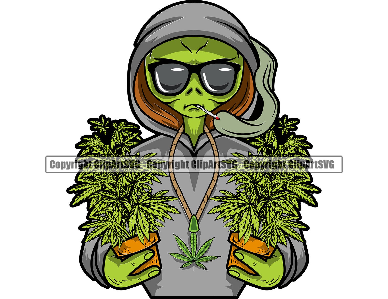 Marijuana Alien Growing Weed Plants Smoking Pot Joint Blunt Leaf Smoke ...