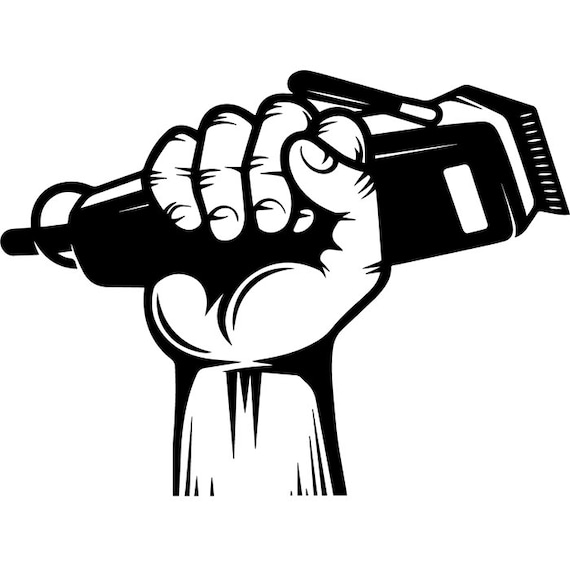 Barber Logo 35 Hand Fist Holding Clippers Salon Shop Haircut | Etsy