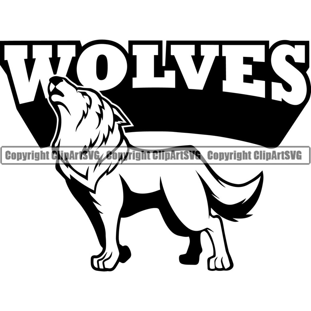 Wolf Wolves Howl Howling Mascot School Team Head Face Sport Esport Game ...