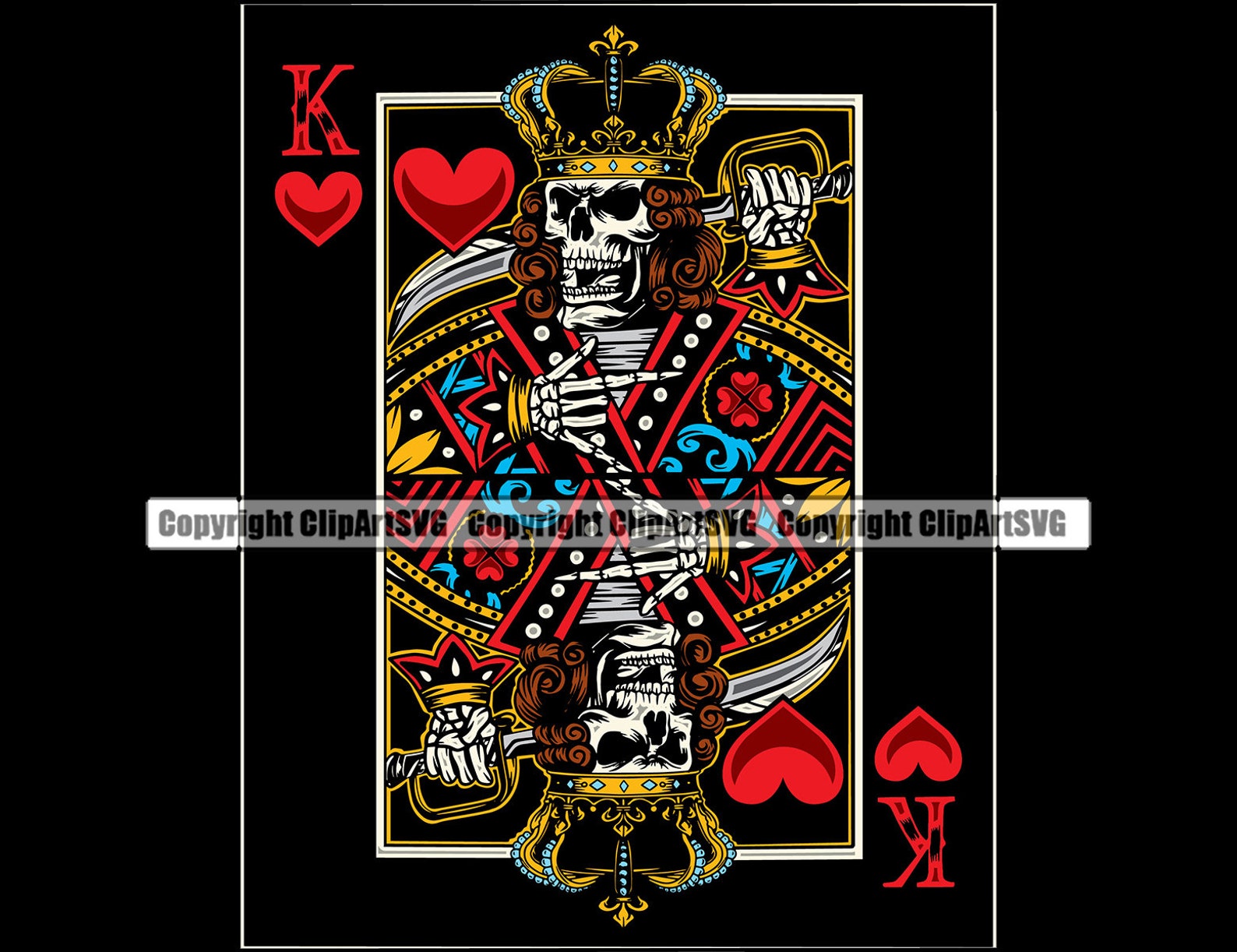 King Hearts Skull Skeleton Poker Playing Card Gambling Gamble - Etsy