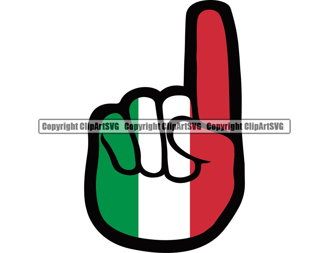 Italy Italian Number One Finger Flag Country World Nation Map Sign ...