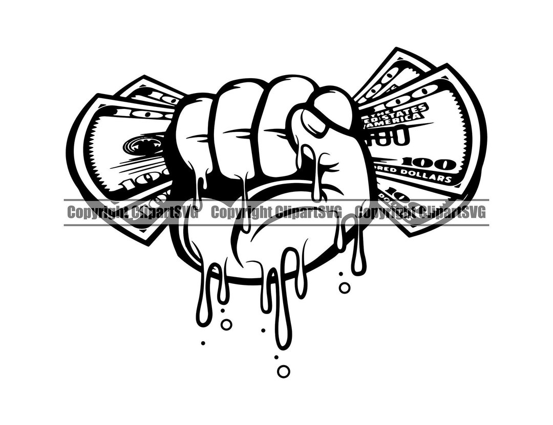 Hand Holding Money Drip Dripping Cash 100 Hundred Dollar Bills Rich ...