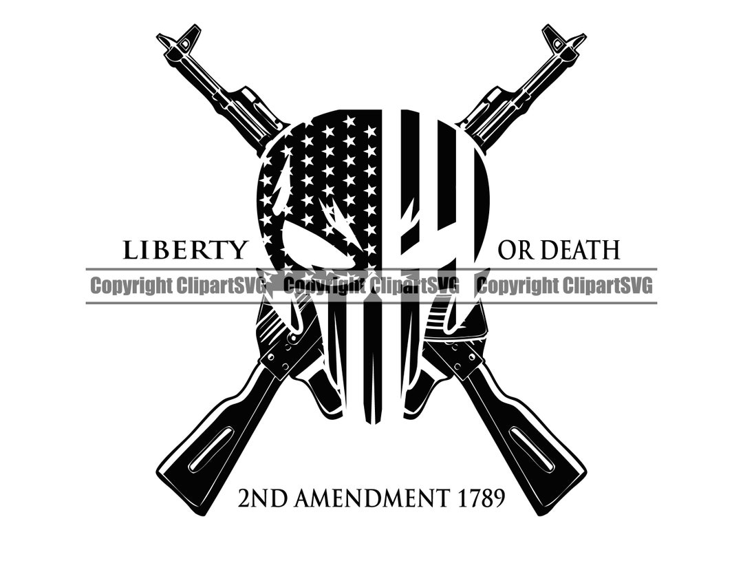 Skull Gun Flag 2nd Amendment USA United States America Pistol Rifle ...